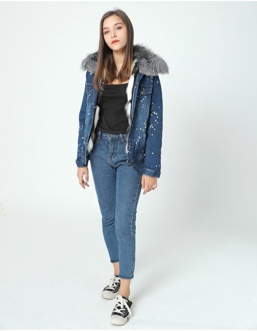 100% Real Fur Denim Jacket 