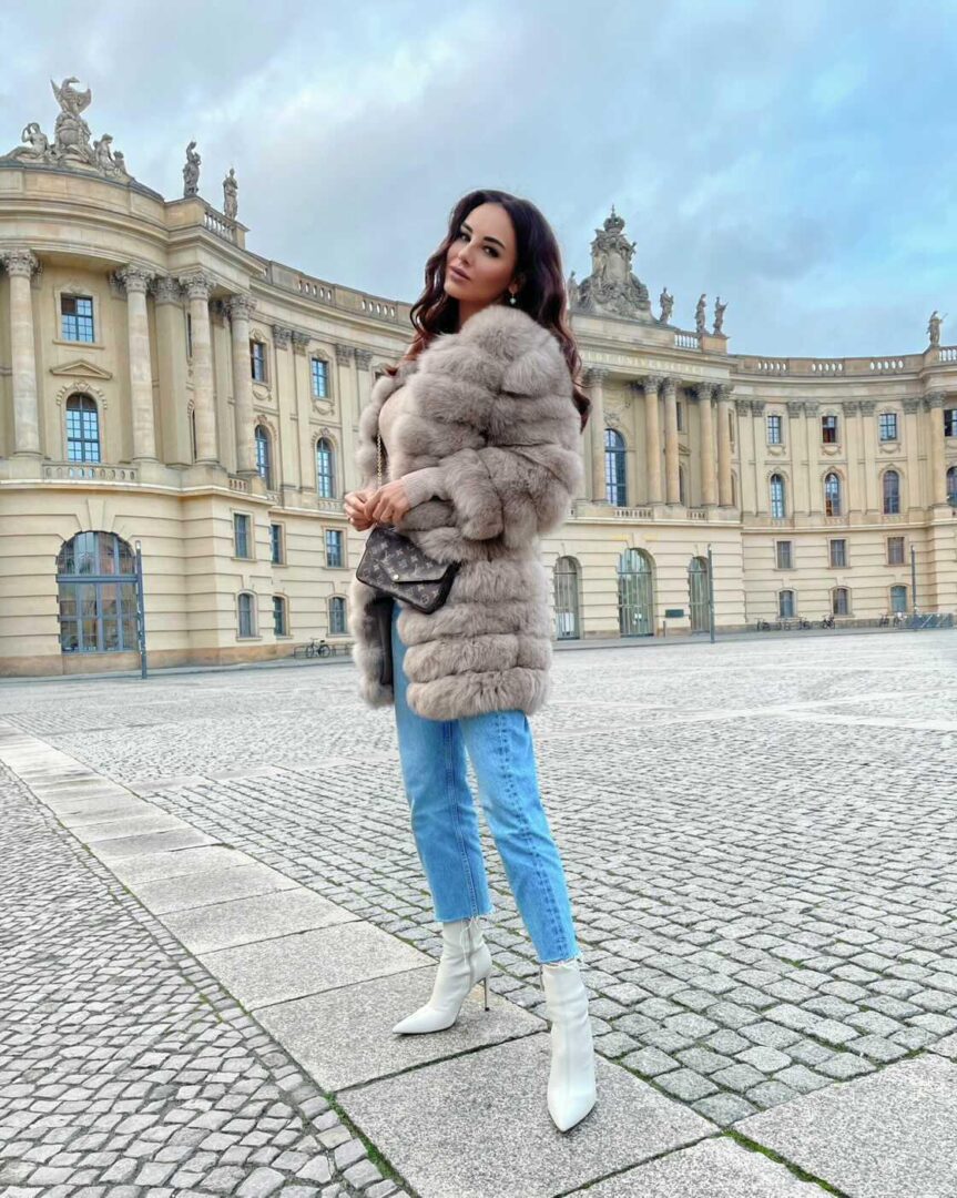 Long Fox Fur Transformer Coat "Avery" - Real Fur Coats for Women - Aria ...