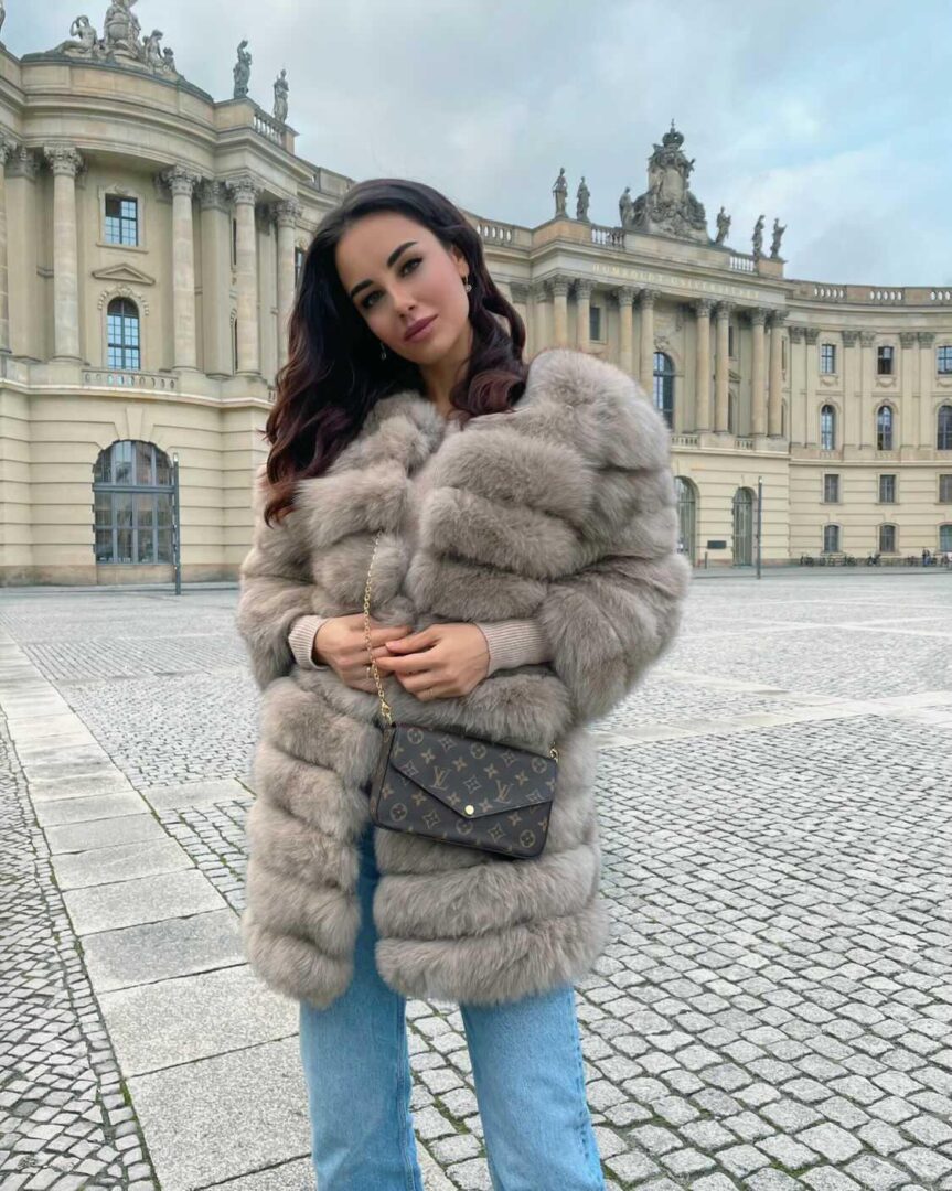 Long Fox Fur Transformer Coat "Avery" - Real Fur Coats for Women - Aria ...