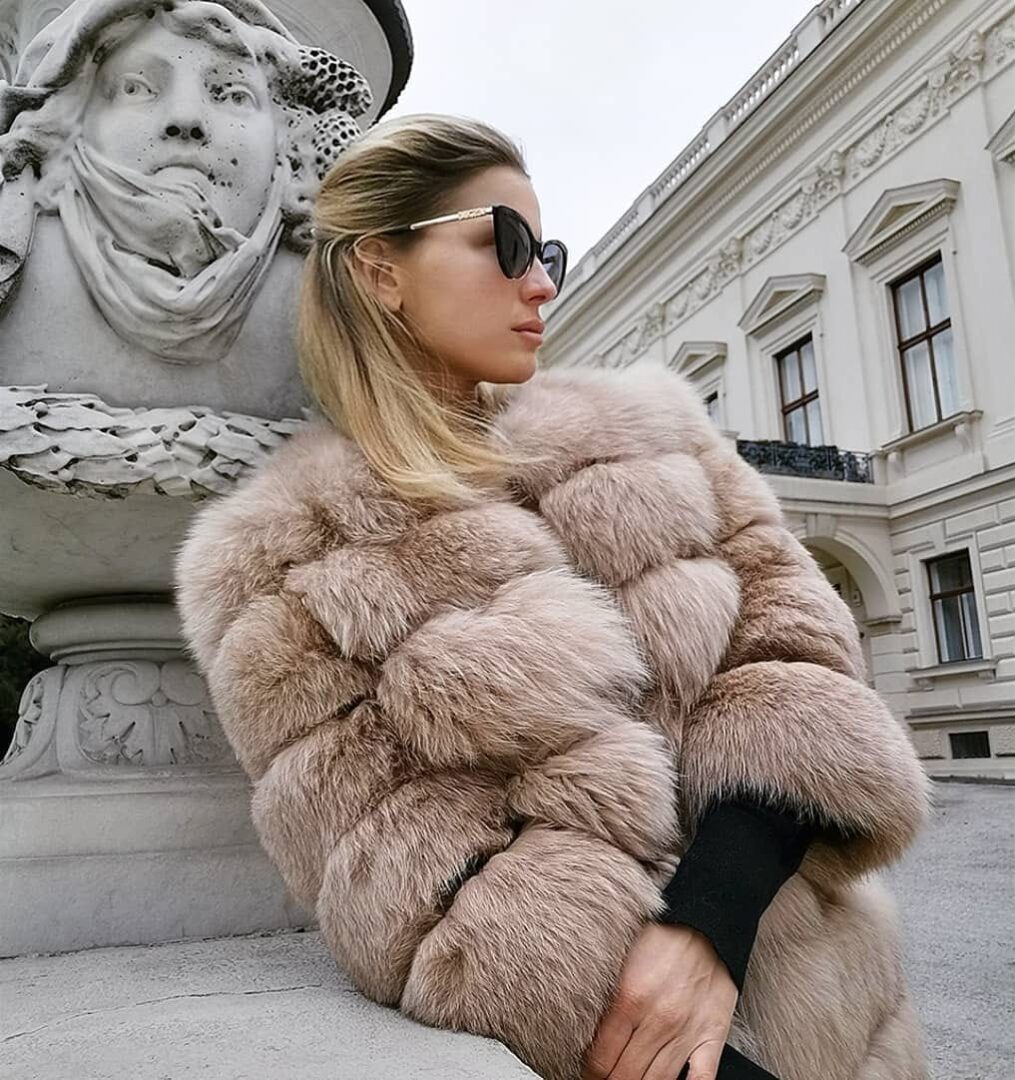 Long Fox Fur Transformer Coat "Avery" - Real Fur Coats for Women - Aria ...