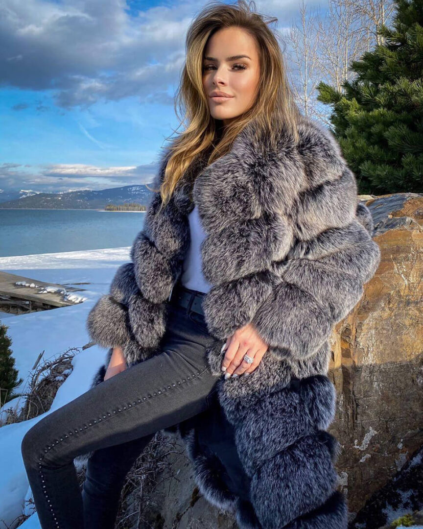 Fox Fur Coat with Square Panels "Gloria" - Real Fur Coats for Women ...