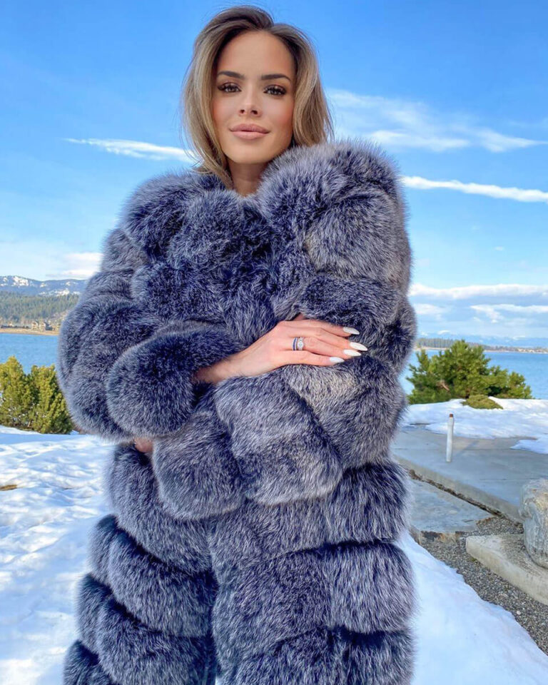 Fox Fur Coat with Square Panels "Gloria" - Real Fur Coats for Women ...