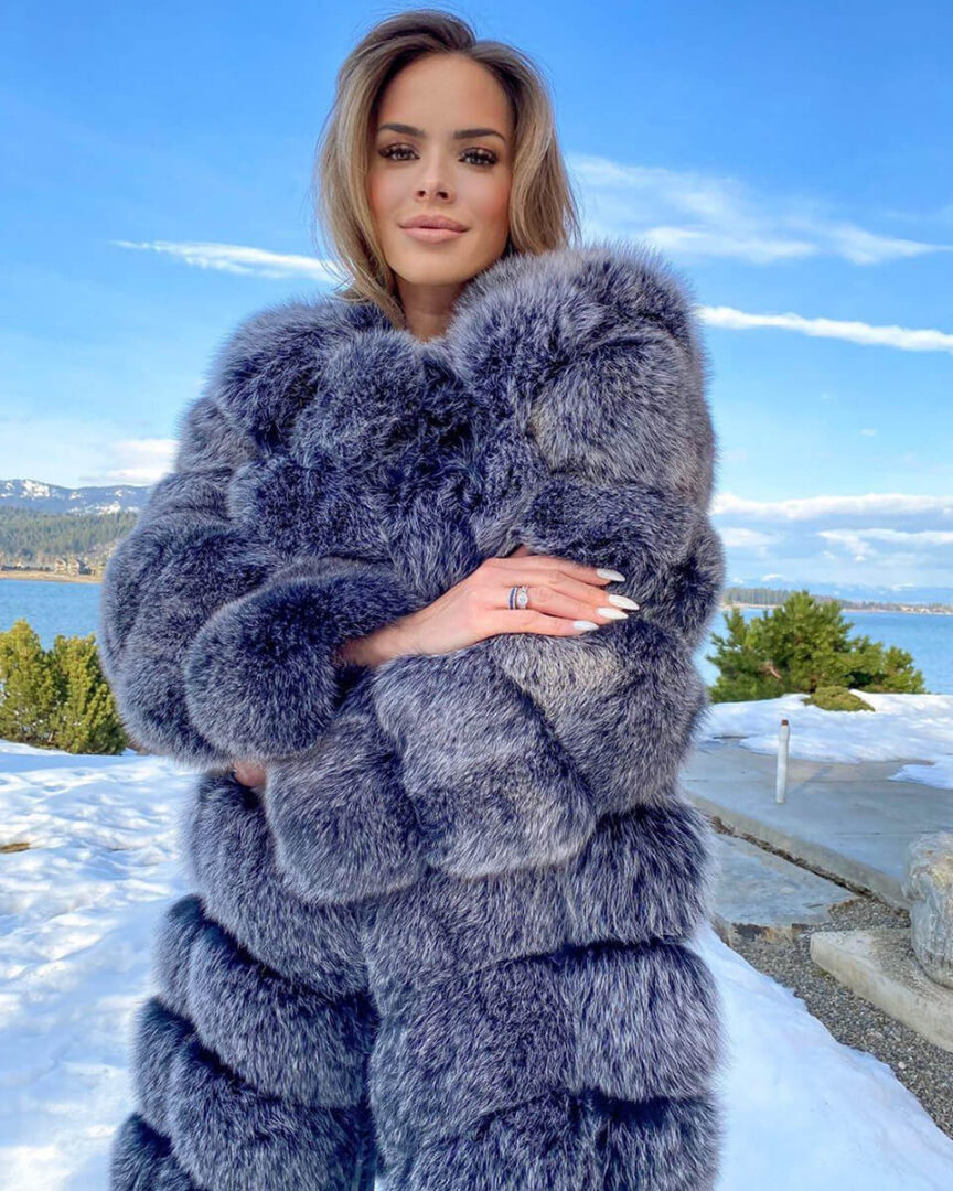 Fox Fur Coat with Square Panels "Gloria" - Real Fur Coats for Women ...