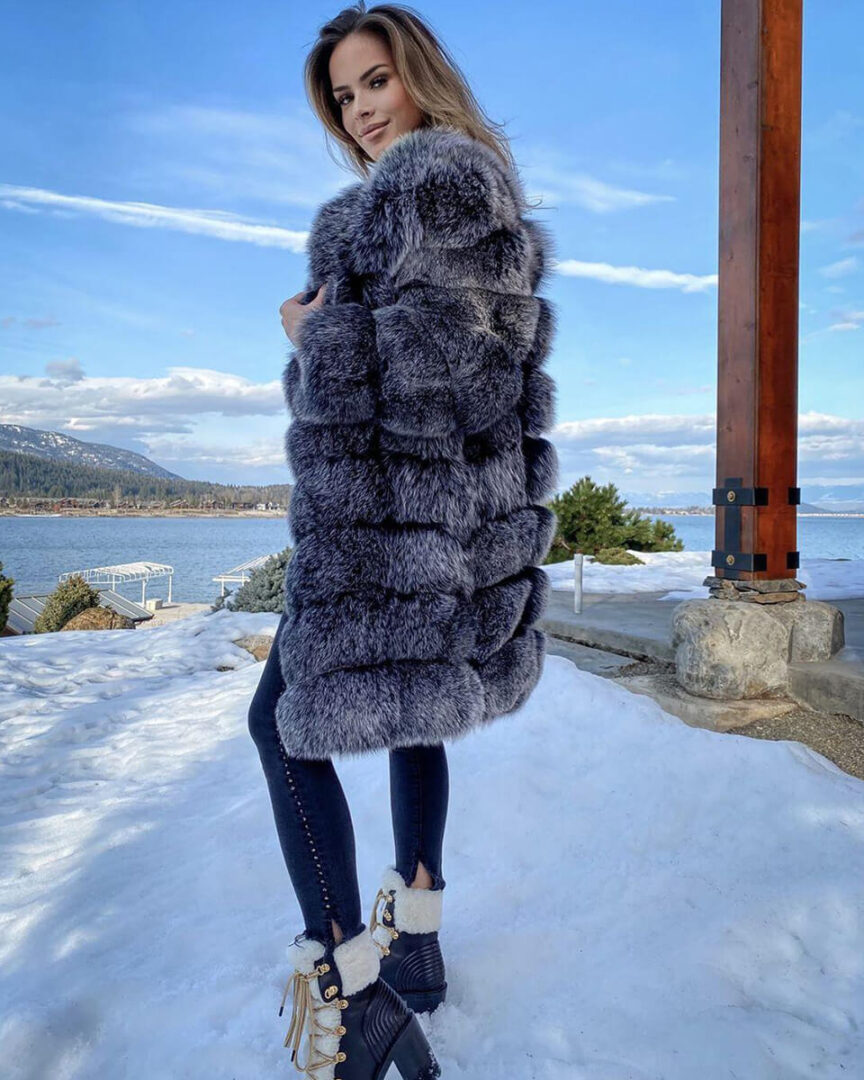 Fox Fur Coat with Square Panels "Gloria" - Real Fur Coats for Women ...