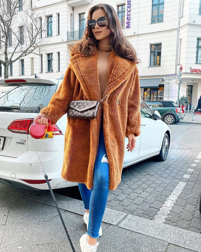 Wool Sherpa Coat "Nikita" - Real Fur Coats for Women - Aria Moda