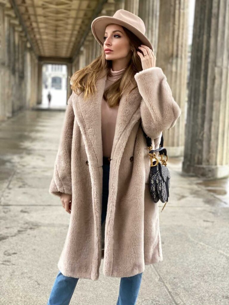 Wool Sherpa Coat "Nikita" - Real Fur Coats for Women - Aria Moda