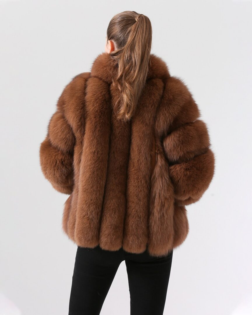 Fox Fur Coat with Band Collar "Dulce" - Real Fur Coats for Women - Aria ...