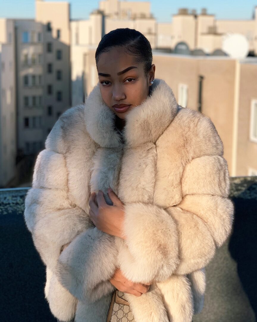 Fox Fur Coat with Band Collar "Dulce" - Real Fur Coats for Women - Aria ...