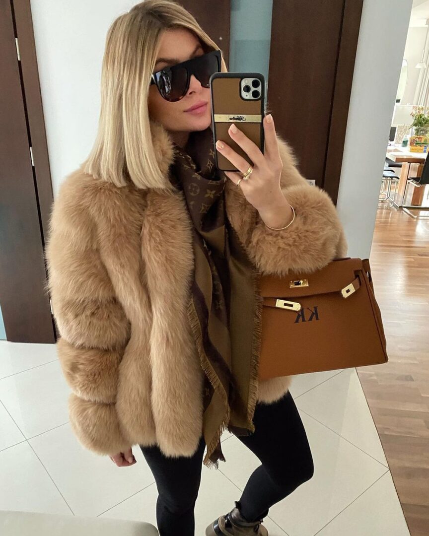 Fox Fur Coat with Band Collar "Dulce" - Real Fur Coats for Women - Aria ...