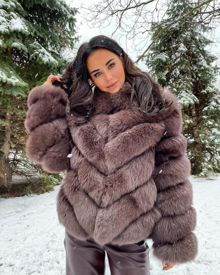 Fox Fur Coat with Diagonal Panels "Alissa" - Real Fur Coats for Women ...