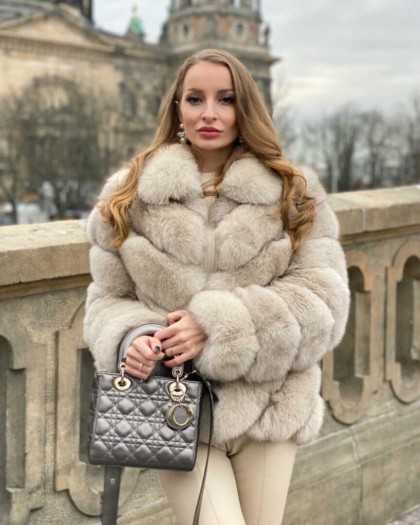 Fox Fur Coat with Diagonal Panels "Alissa" - Real Fur Coats for Women ...