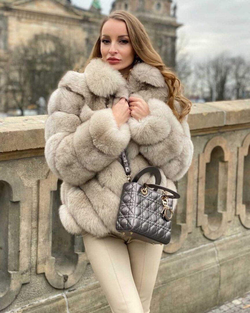 Fox Fur Coat with Diagonal Panels "Alissa" - Real Fur Coats for Women ...